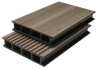 China Solid WPC Composite Decking Board 142x22mm Extruded Outdoor Wood Plastic Decking for sale