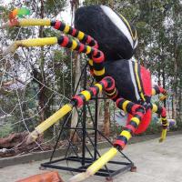 China Botanical Garden Giant Animatronic Spider With Web Life Size Alive Sound for sale