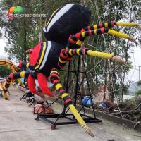 China Botanical Garden Giant Animatronic Spider With Web Life Size Alive Sound for sale