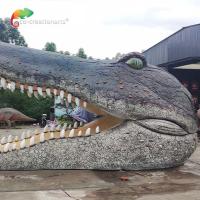 China Waterproof Fibreglass Life Size Animals Fiberglass Crocodile Head Door Decoration for sale