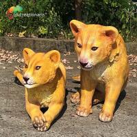 China Light Up Life Size Fiberglass Animals Fiberglass Lion Statue Landscape Decorations for sale
