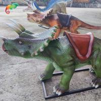 China Interactive Fiberglass Triceratops Ride-On: Child-Friendly Dinosaur Sculpture For Theme Parks & Exhibitions for sale