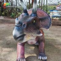 China Outdoor Playground Fiberglass Animatronic Dinosaur Triceratops Water Repellent for sale