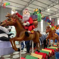 China Christmas Decoration Santa Horse Resin Gift Box Zigong Lantern For Amusement Park for sale