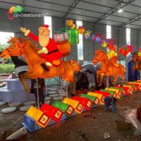 China Christmas Decoration Santa Horse Resin Gift Box Zigong Lantern For Amusement Park for sale
