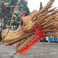 China Steel Frame Custom Made Animatronics Straw Handmade Dragon for sale