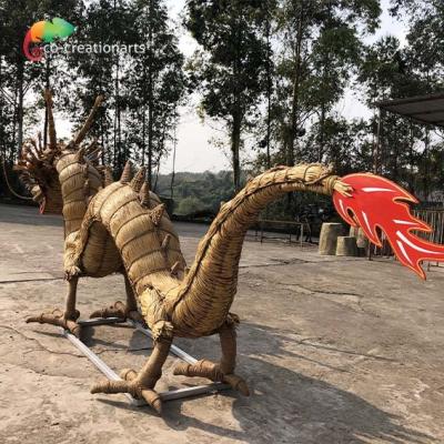 China Steel Frame Custom Made Animatronics Straw Handmade Dragon for sale