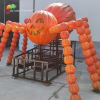 China Customizable Fiberglass Animatronic Halloween Pumpkin Spider For Halloween Festival for sale