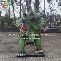 China Interactive Fiberglass Triceratops Ride-On: Child-Friendly Dinosaur Sculpture For Theme Parks & Exhibitions for sale