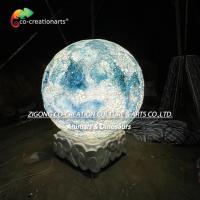China Ethereal Lunar Sculpture: Crater-Textured Moon Statue In Dreamy Blue Gradient​ for sale