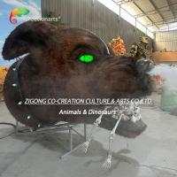 China Animatronic Skeletal Dog Head Statue: Smoke-Spraying Mechanism & Glowing Green Eye Display for sale