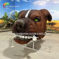 China Animatronic Skeletal Dog Head Statue: Smoke-Spraying Mechanism & Glowing Green Eye Display for sale