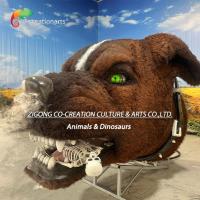 China Animatronic Skeletal Dog Head Statue: Smoke-Spraying Mechanism & Glowing Green Eye Display for sale