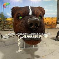 China Animatronic Skeletal Dog Head Statue: Smoke-Spraying Mechanism & Glowing Green Eye Display for sale
