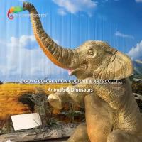 China Realistic Animatronic African Elephant Statue Spraying Water In Safari Setting for sale