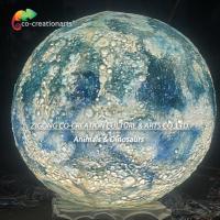 China Ethereal Lunar Sculpture: Crater-Textured Moon Statue In Dreamy Blue Gradient​ for sale