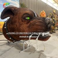 China Animatronic Skeletal Dog Head Statue: Smoke-Spraying Mechanism & Glowing Green Eye Display for sale