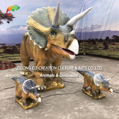 China Realistic Animatronic Triceratops Trio: Roaring Group With Dynamic Motion & Prehistoric Display for sale