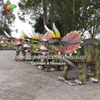 China Realistic Animatronic Triceratops Trio: Vibrant Frills & Roaring Motion In Natural Setting for sale