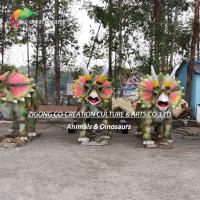 China Realistic Animatronic Triceratops Trio: Vibrant Frills & Roaring Motion In Natural Setting for sale