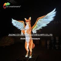 China Grand Illuminated Standing Fox Lantern With Radiant Wings Festival Animal Lanterns for sale
