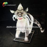 China Futuristic White Badger Lantern Sculpture With LED Mohawk Crest & Dragon Tail for sale