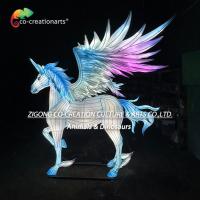 China Ethereal Glowing Winged Unicorn Sculpture | Radiant Gradient Light Art for sale