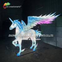 China Ethereal Glowing Winged Unicorn Sculpture | Radiant Gradient Light Art for sale
