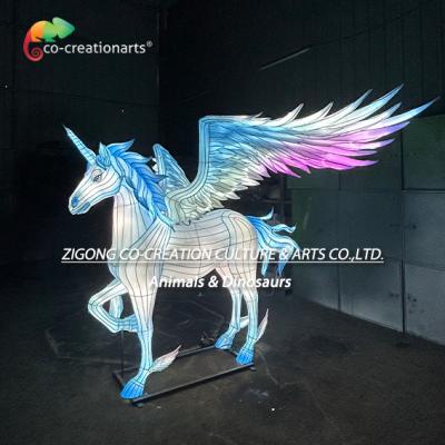 China Ethereal Glowing Winged Unicorn Sculpture | Radiant Gradient Light Art for sale