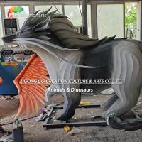 China Futuristic White Badger Lantern Sculpture With LED Mohawk Crest & Dragon Tail for sale