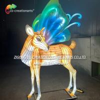 China Grand Enchanted Deer Festival Lantern With Vibrant Blue-Green Butterfly Wings | Chinese Artistry for sale