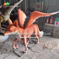 China Large Glowing Fox Sculpture Lantern Feathered Turquoise & White Wings​ for sale