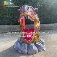 China Fiberglass T-Rex Head Photo Call For Dinosaur Mini Golf Props Theme Park Decoration for sale