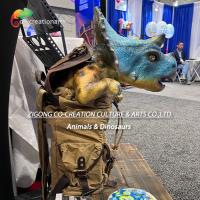 China Interactive Baby Triceratops Dinosaur Backpack With Animatronic Movement Effects for sale