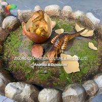 China Realistic Animated Dinosaur Nest With 3D Printed Baby Dinosaurs And Acrylic Dome Display for sale