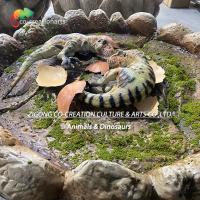 China Realistic Animated Dinosaur Nest With 3D Printed Baby Dinosaurs And Acrylic Dome Display for sale