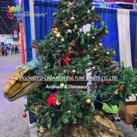 China Christmas Animatronic Raptor Dinosaur With Tree Decoration For Theme Parks And Holiday Events for sale