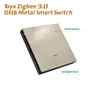 China Tuya 3.0 Zigbee Wall Switch 1 / 2 / 3 / 4 Stainless Steel Buttons UK Standard Back Box for sale