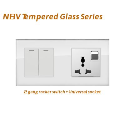 China Tempered Glass Cover Electrical Wall Light Switch 10A 250V For Home / Hotel / Villa for sale