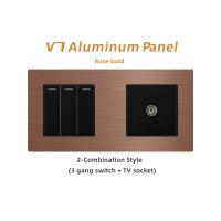 China Traditional 1 / 2 / 3 Gang Wall Switch Panel Aliminum Rocker Light Switch for sale