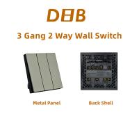 China UK Standard Electrical Wall Switch Metal Panel  2 / 3 / 4 Conjoined Style for sale