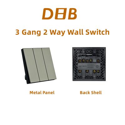 China UK Standard Electrical Wall Switch Metal Panel  2 / 3 / 4 Conjoined Style for sale