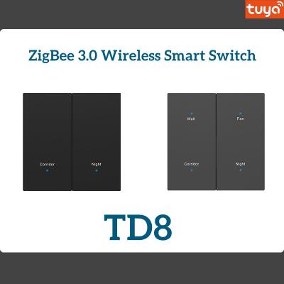 China Plastic Cover Wireless Wall Switch 2 / 3 / 4 / 6 Push Button Tuya Zigbee 3.0 for sale