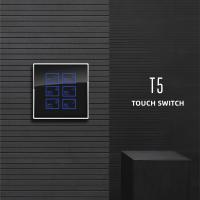 China Tempered Glass Touch Wall Switch Blue Light Wall Mounted Switch for sale