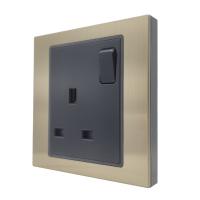 China 13 Amp 250 Volt Electrical Power Socket Metal Champagne Color for sale