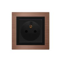 China Aluminum Frame French Round Plug Sockets 16 Amp Dark Rose Gold Color for sale