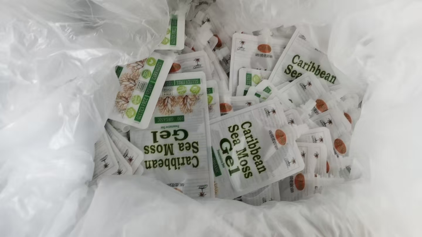 inished spout pouches ready for international shipping to UK