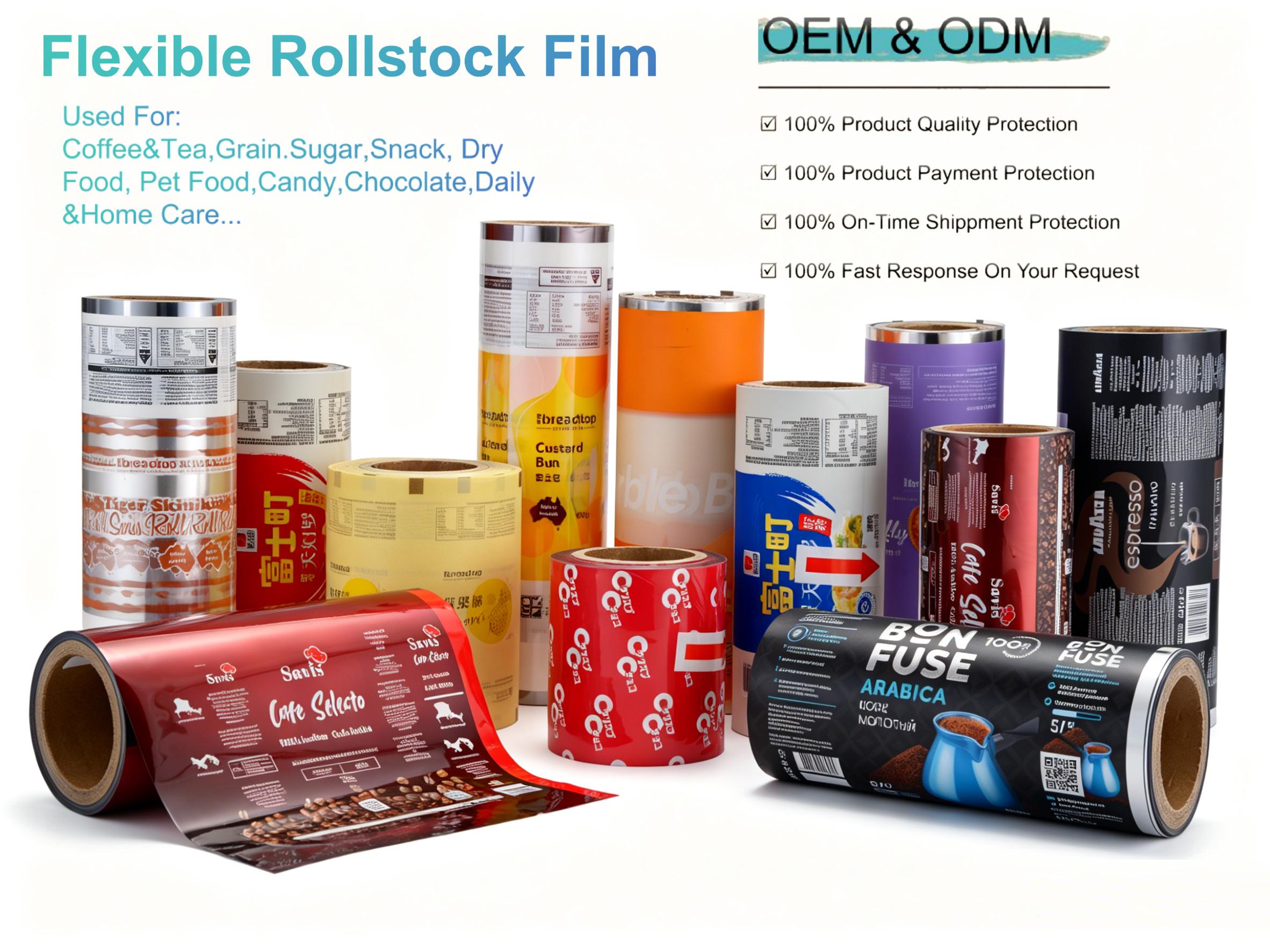 Custom Hot Stamping Silver Rollstock Film for Coffee - 100g Arabica Coffee Automatic Packaging Roll Film 0