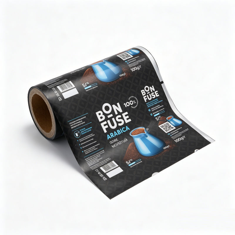Quality Custom Hot Stamping Silver Rollstock Film for Coffee - 100g Arabica Coffee Automatic Packaging Roll Film factory