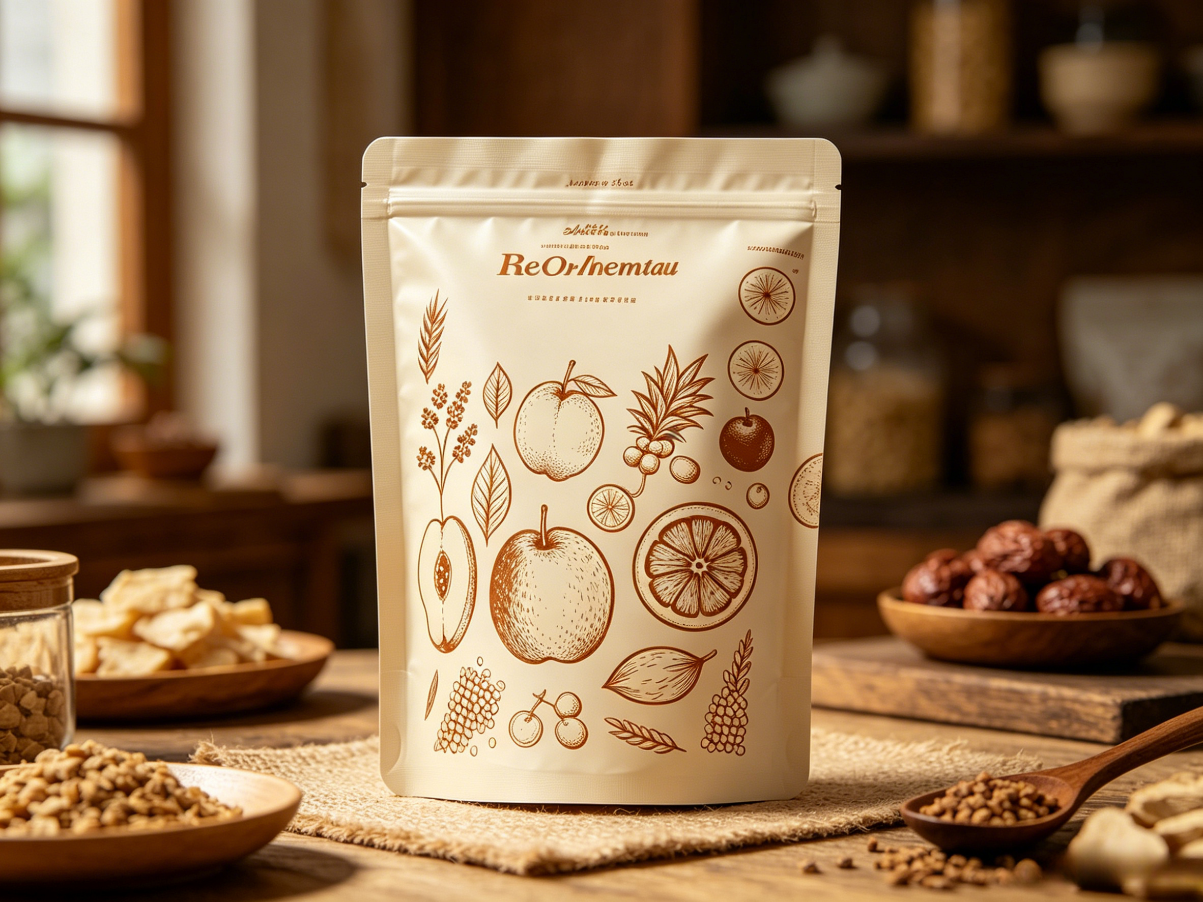 Food Grade Stand-Up Pouch with Custom Print - Resealable Plastic Packaging for Dried Fruit, Tea & Snacks 0